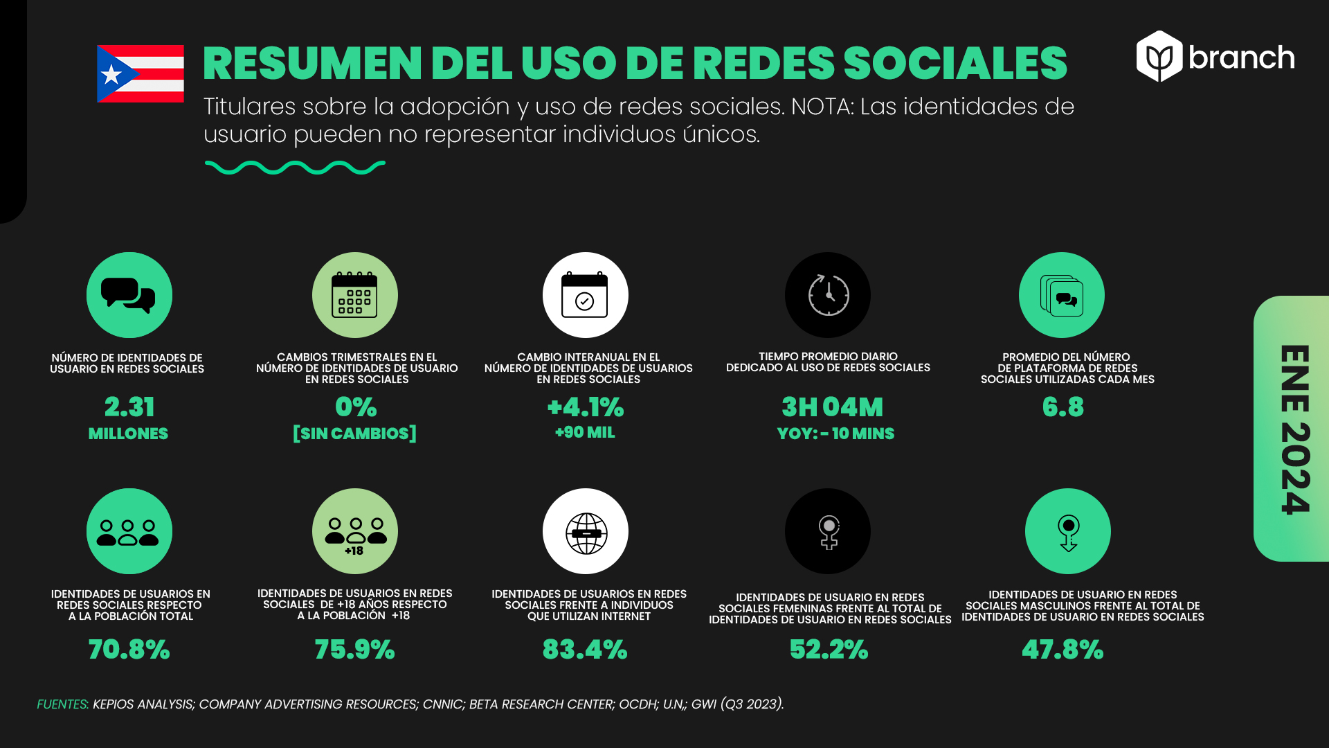Estadísticas situación digital de Puerto Rico 2024 | Branch Agencia